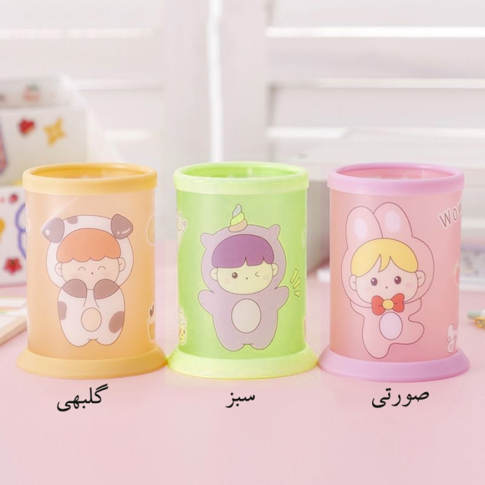 جامدادی رومیزی طلقی طرح دختر و حیوانات فروشگاه آنلاین کیوسک نت