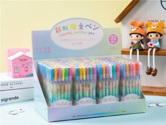 ست ۶ عددی خودکار رنگین کمانی jiandan - فروشگاه آنلاین کیوسک نت